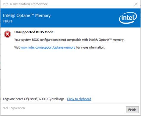 Error Unsupported Bios Mode For Intel Optane Memory 16gb Intel Community