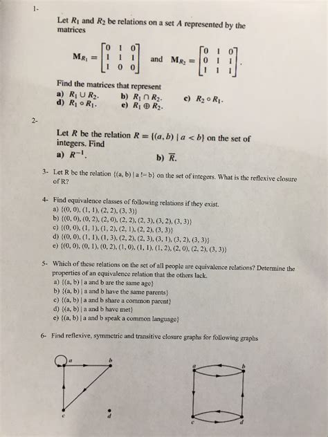 solved let ri and r2 be relations on a set a represented by