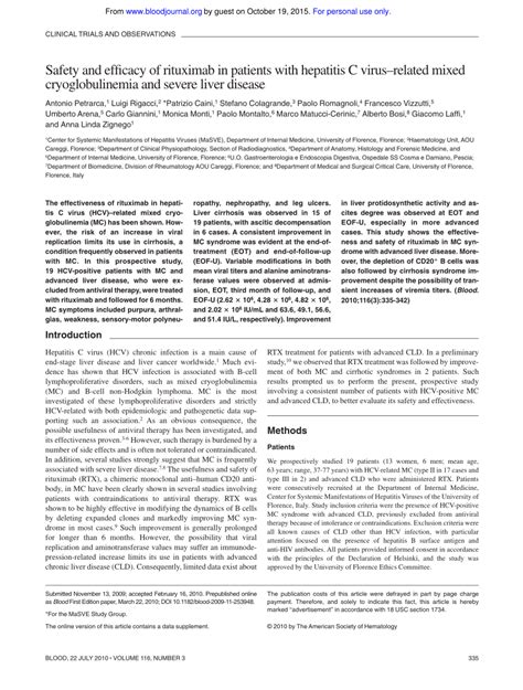Pdf Safety And Efficacy Of Rituximab In Patients With Hepatitis C