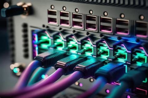 Network Panel Switch And Cable In Data Center Generative Ai Stock