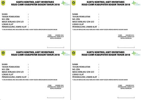 Form Kartu Kontrol Aset Mockup Pdf