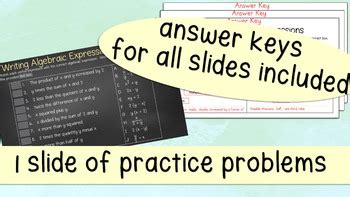 Writing Algebraic Expressions Digital Notes Practice Using Google