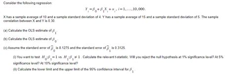 Solved Consider The Following Regression Chegg Com
