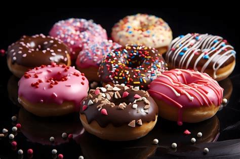 Premium Ai Image Assorted Donuts With Decorative Toppings