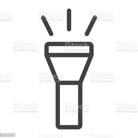 手電筒筒線圖示 網路和移動 火炬標誌向量圖形 一個線性模式的白色背景 Eps 10向量圖形及更多incandescent Bulb圖片