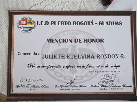 De Mencion De Honor Cer La Herradura Menciones De Honor Oleovida Menci N De Honor