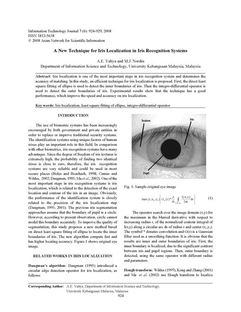 Pdf A New Technique For Iris Localization In Iris Recognition Systems