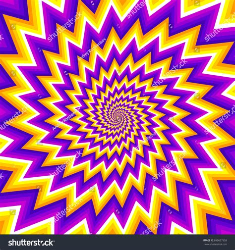 Yellow Purple Spirals Optical Expansion Illusion Stock Vector Royalty