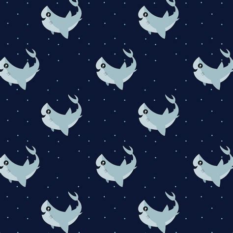 Premium Vector Seamless Shark Pattern Vector Illustration