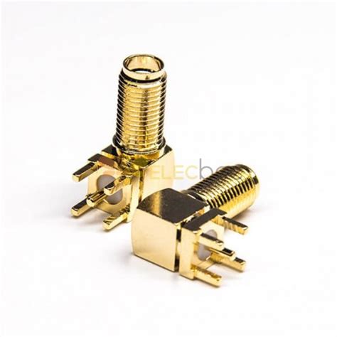 Elecbee Rf Coaxial Connector Standard Sma Jack Right Angle Solder Type For Pcb Mount