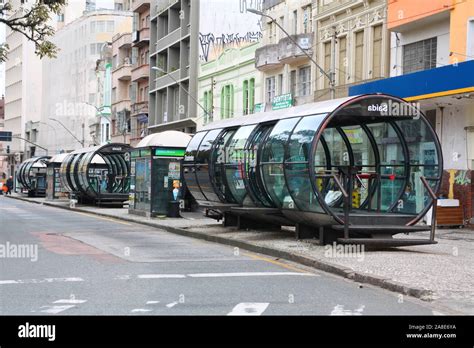Curitiba Bus Rapid Transit BRT System Bus Stop Stock Photo Alamy