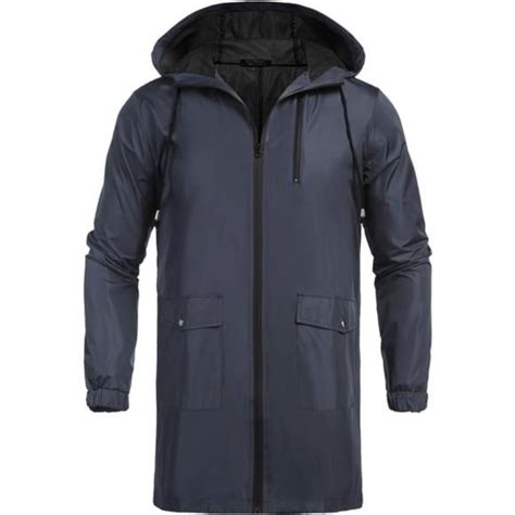 Jackets And Coats Mens Long Raincoat Ligtweight Rain Jacket Waterproof