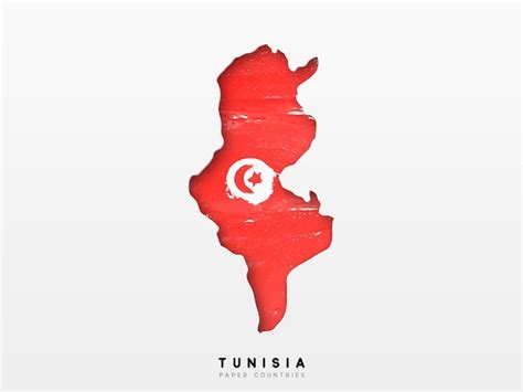 Carte détaillée de la Tunisie avec le drapeau du pays Peint dans des couleurs de peinture à l