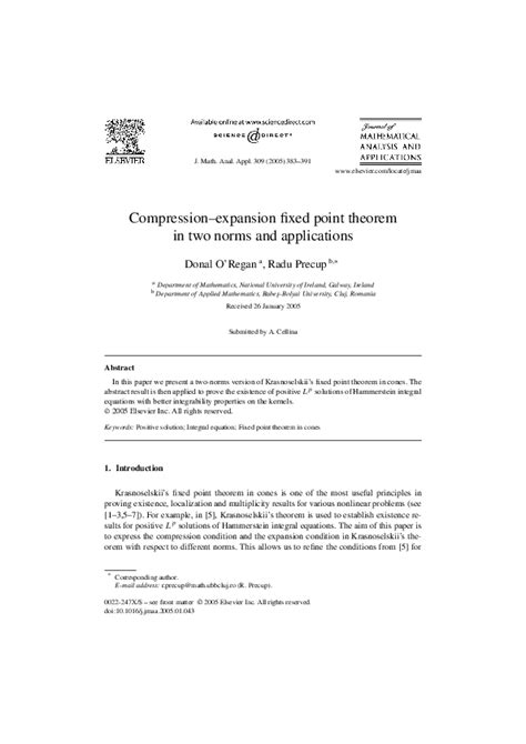 Pdf Compressionexpansion Fixed Point Theorem In Two Norms And