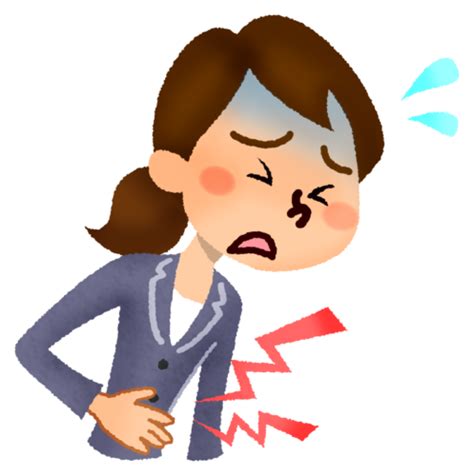 腹痛の女性会社員の無料イラスト フリーイラスト素材集 ジャパクリップ