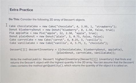 Solved Do This Consider The Following 2D Array Of Dessert Chegg