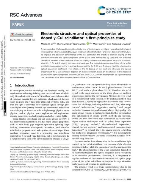 Pdf Electronic Structure And Optical Properties Of Doped γ Cui