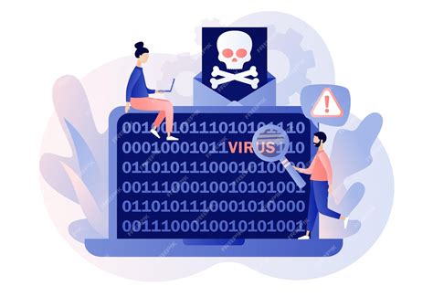 premium vector computer virus concept hacker attack and web security