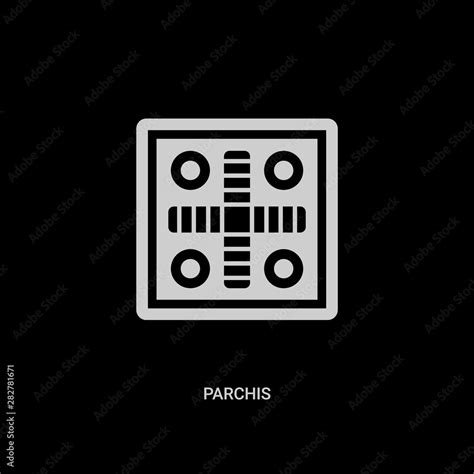 White Parchis Vector Icon On Black Background Modern Flat Parchis From