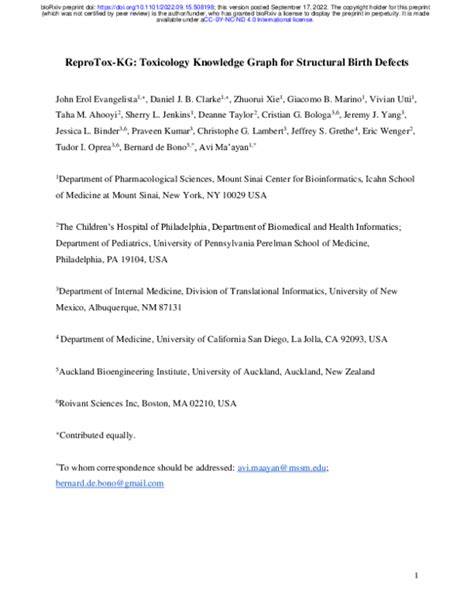 Pdf Reprotox Kg Toxicology Knowledge Graph For Structural Birth Defects