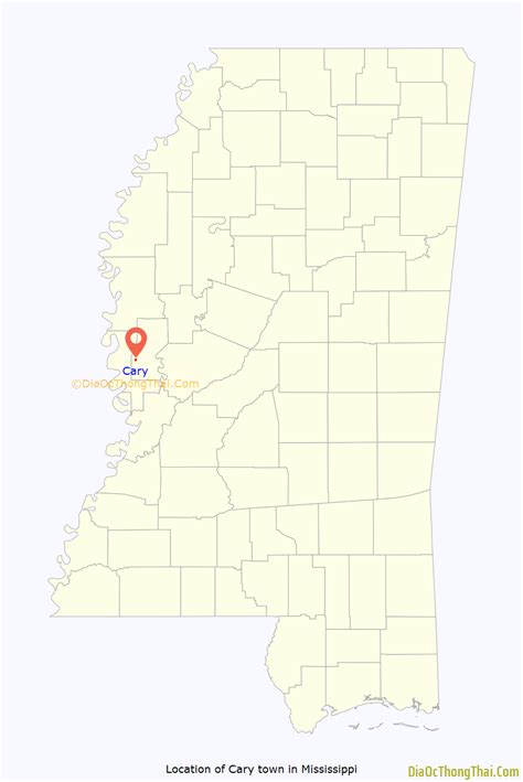 Map Of Cary Town Mississippi Thong Thai Real