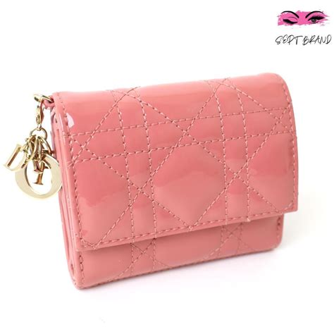 Dior ディオール レディディオール 財布 カナージュ レザー 三つ折り財布 ピンク系