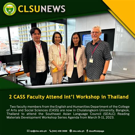 2 Cass Faculty Attend Intl Workshop In Thailand Central Luzon State