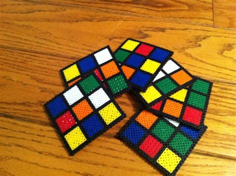 Rubiks Cube Inspired Perler Beads Coaster Etsy
