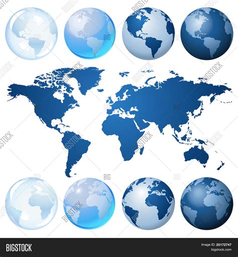 Blue Globe Kit Map Vector And Photo Free Trial Bigstock