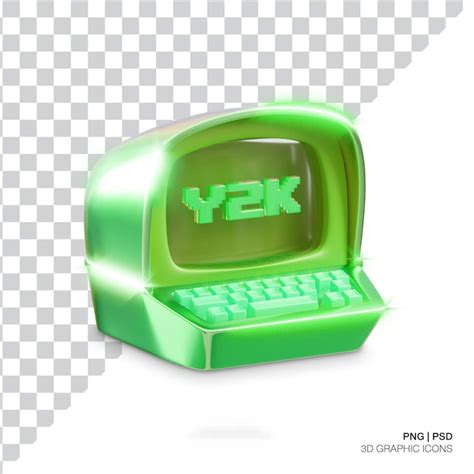 Premium Psd Computer Green 3d Icon