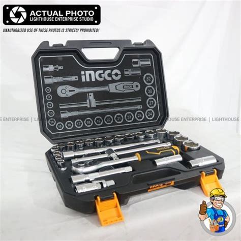 Ingco 25pcs Socket Set 12 Drive Impact Ratchet Set Universal Socket