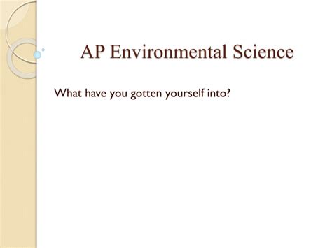 AP Environmental Science Course Overview