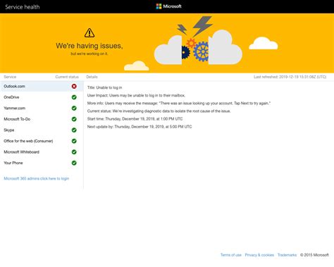 Microsoft 365 Status Mobilelimo