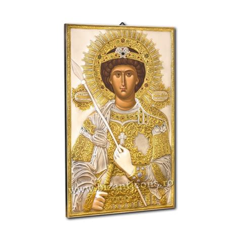 Icoana Din Argint Sfantul Mare Mucenic Gheorghe De La Manastirea