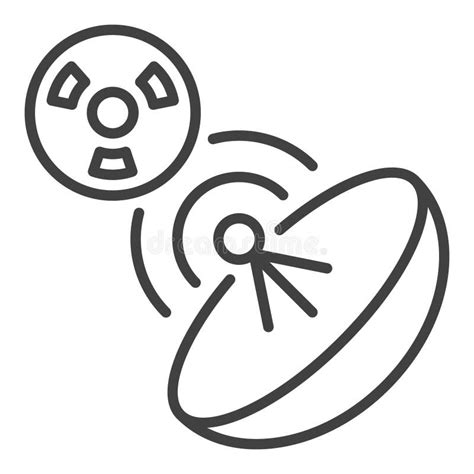 Satellite Dish And Radiation Vector Parabolic Antenna Icon Or Sign In Thin Line Style Stock