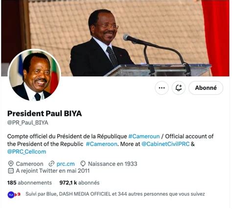 Le président Paul Biya perd le badge de certification Twitter NetAfrique net