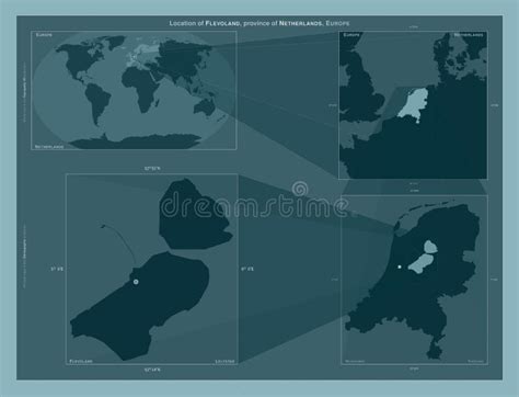 Flevoland Nederland Beschreven Locatieschema Stock Illustratie Illustration Of Continent