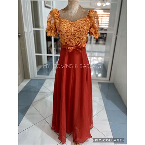 Rust Orange Principal Sponsor Mother Ninang Gown Shopee Philippines