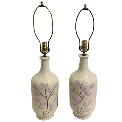 Pair Of Swedish Mid Century Modern Ceramic Table Lamps Lights 1960s