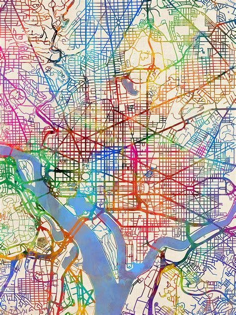 Washington Dc Street Map 8 Digital Art By Michael Tompsett Pixels