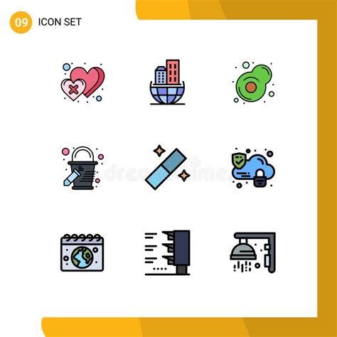 9 Universal Filledline Flat Color Signs Symbols Of Cloud Graphic Breakfast Design Color