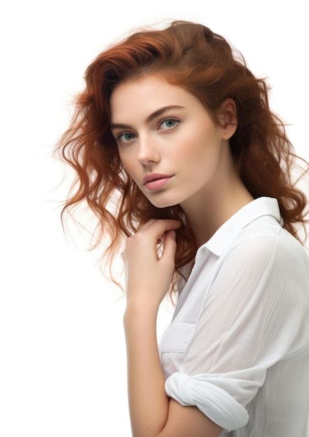 Premium Photo Side View Beautiful Female Model In White Background