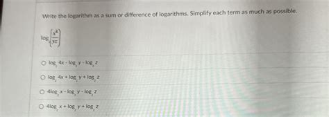 Write The Logarithm As A Sum Or Difference Of