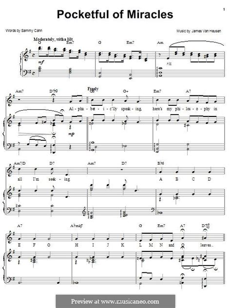 Pocketful Of Miracles By J V Heusen Sheet Music On MusicaNeo