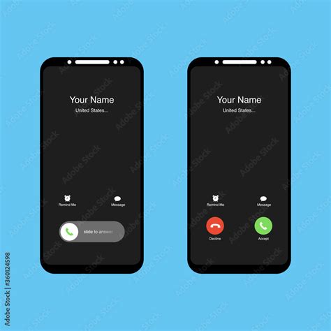 Phone Incoming Call Screen Interface Set Slide To Answer Accept