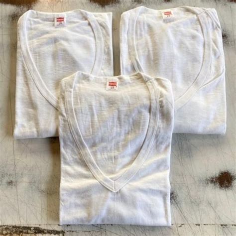 Nos 70s Hanes V Neck Plain T Shirt 3p Set Vintage Clothes And Antiques