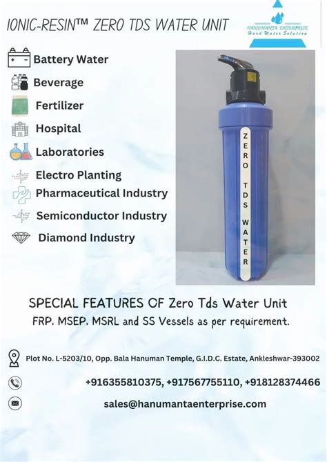 IONIC RESIN ZERO TDS Water Unit At Rs 15500 In Ankleshwar ID