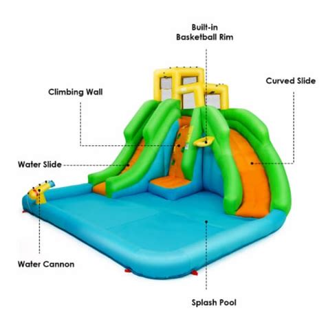 Inflatable Water Park Bounce House Wclimbing Wall Two Slides And