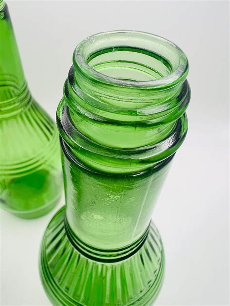 Vintage Anchor Hocking Green Glass Bottles Etsy