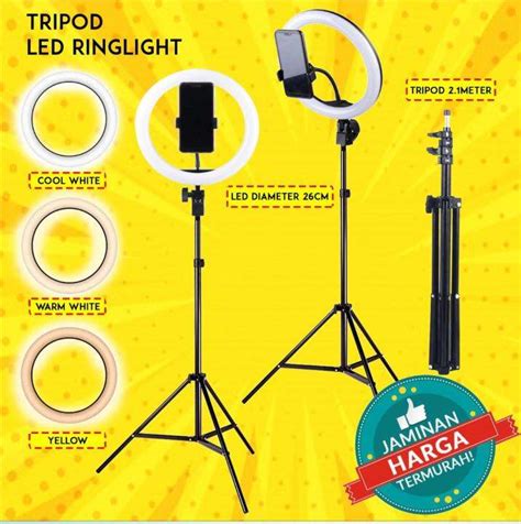 Paket Lampu Ring Light Tripod Ring Light 26cm Dan Tripod Tinggi 2 1 Meter Lazada Indonesia